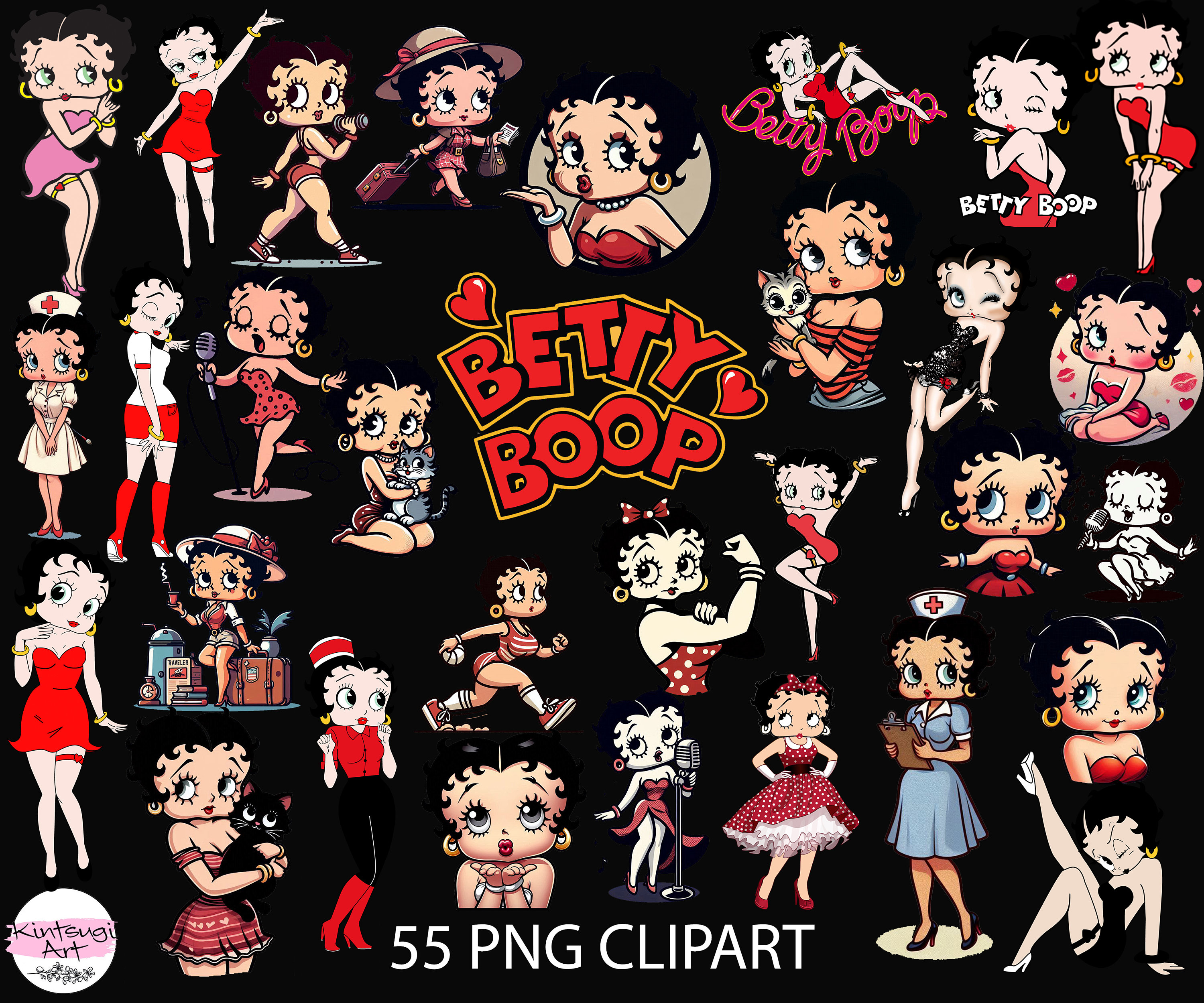 Betty Boop, PNG, Betty Boop Clipart, Instant Download, Printable ...