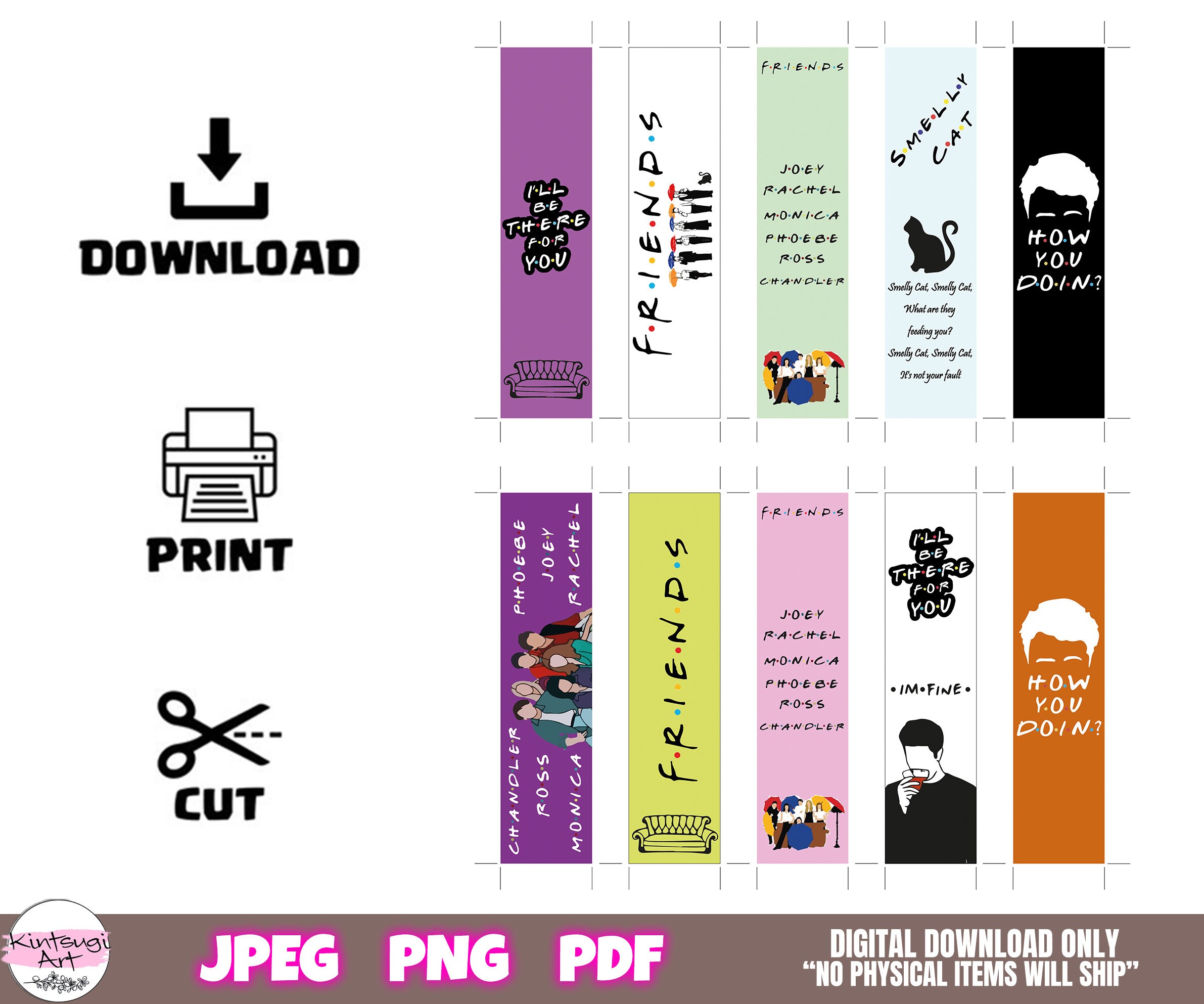 Friends, Series, Printable Bookmarks Template, Printable Bookmarks Set ...
