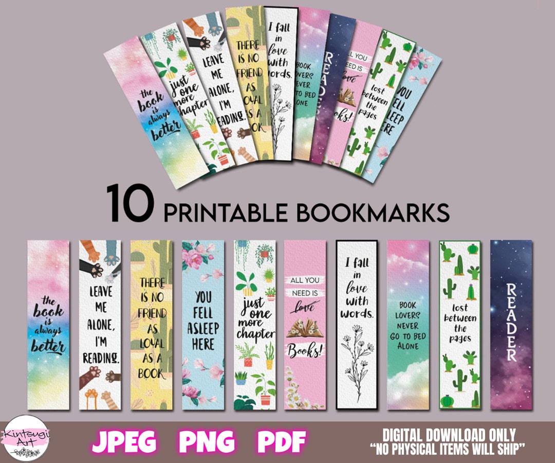 Printable Bookmarks Template, Printable Bookmarks Set, Bookmarks ...