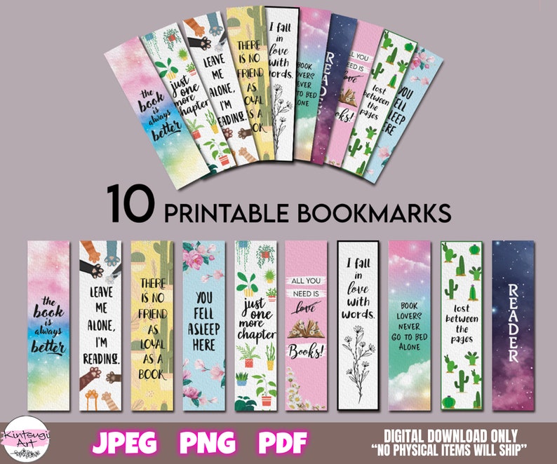 Printable Bookmarks Template, Printable Bookmarks Set, Bookmarks ...