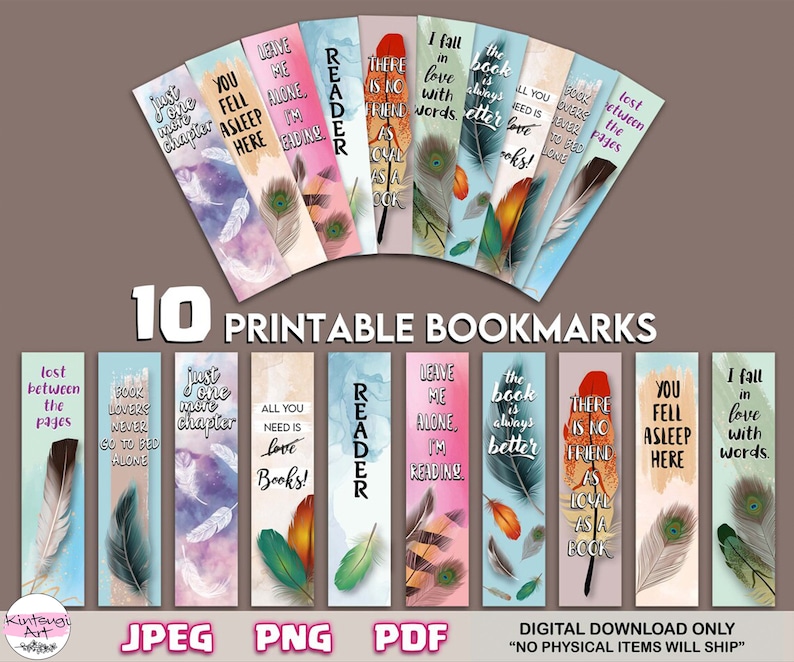 Printable Bookmarks Template, Printable Bookmarks Set, Bookmarks ...
