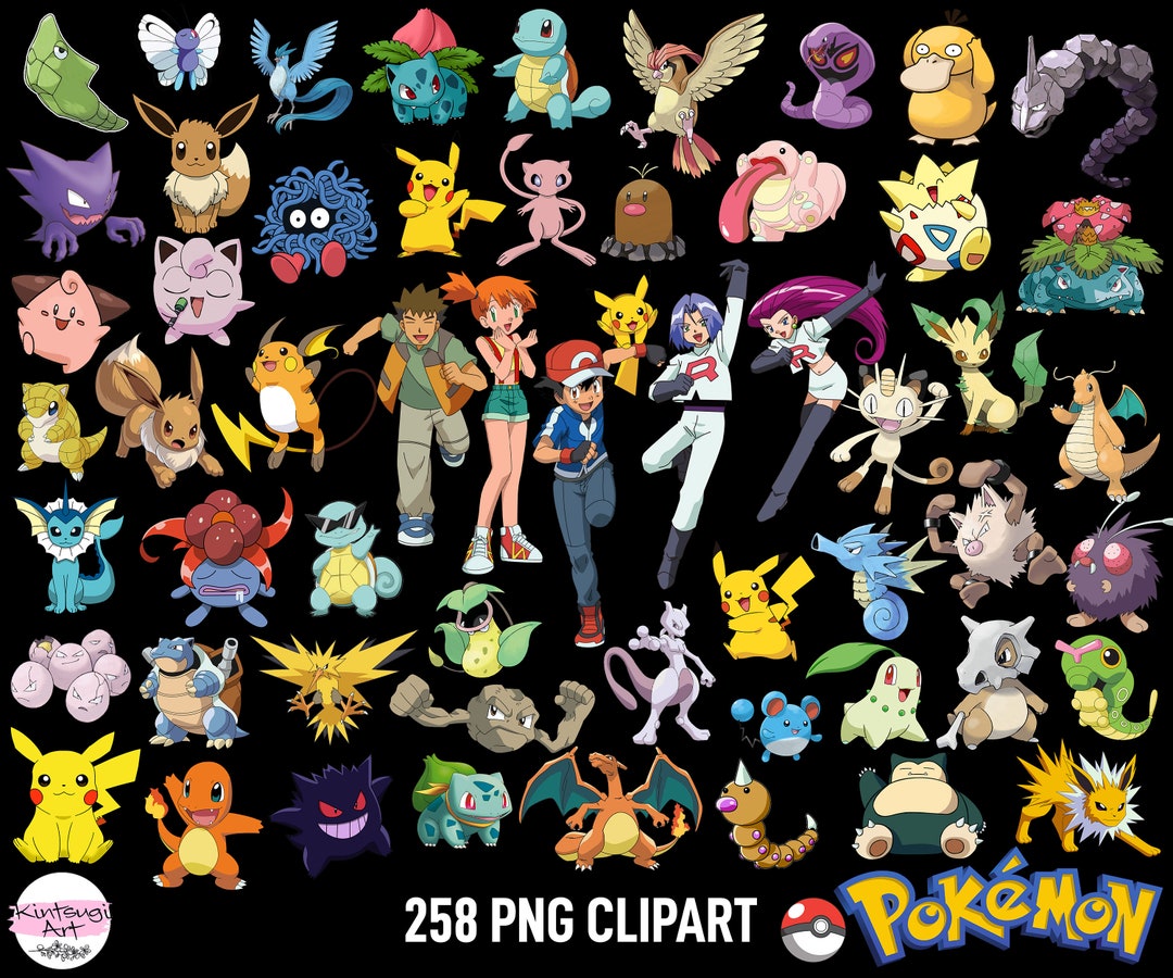 Pokemon Clipart Bundle, Transparent PNG Images (instant Download) - Etsy
