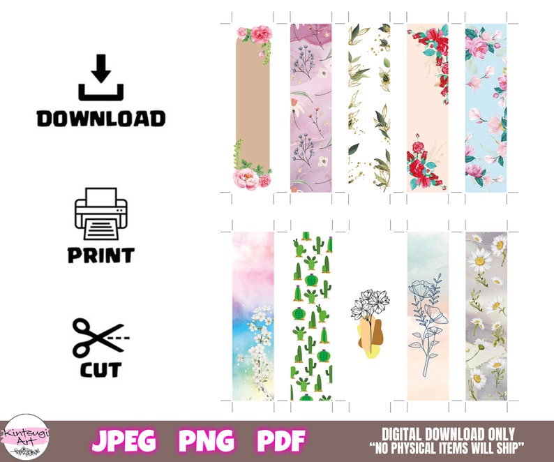 Printable Bookmarks Template, Printable Bookmarks Set, Bookmarks ...
