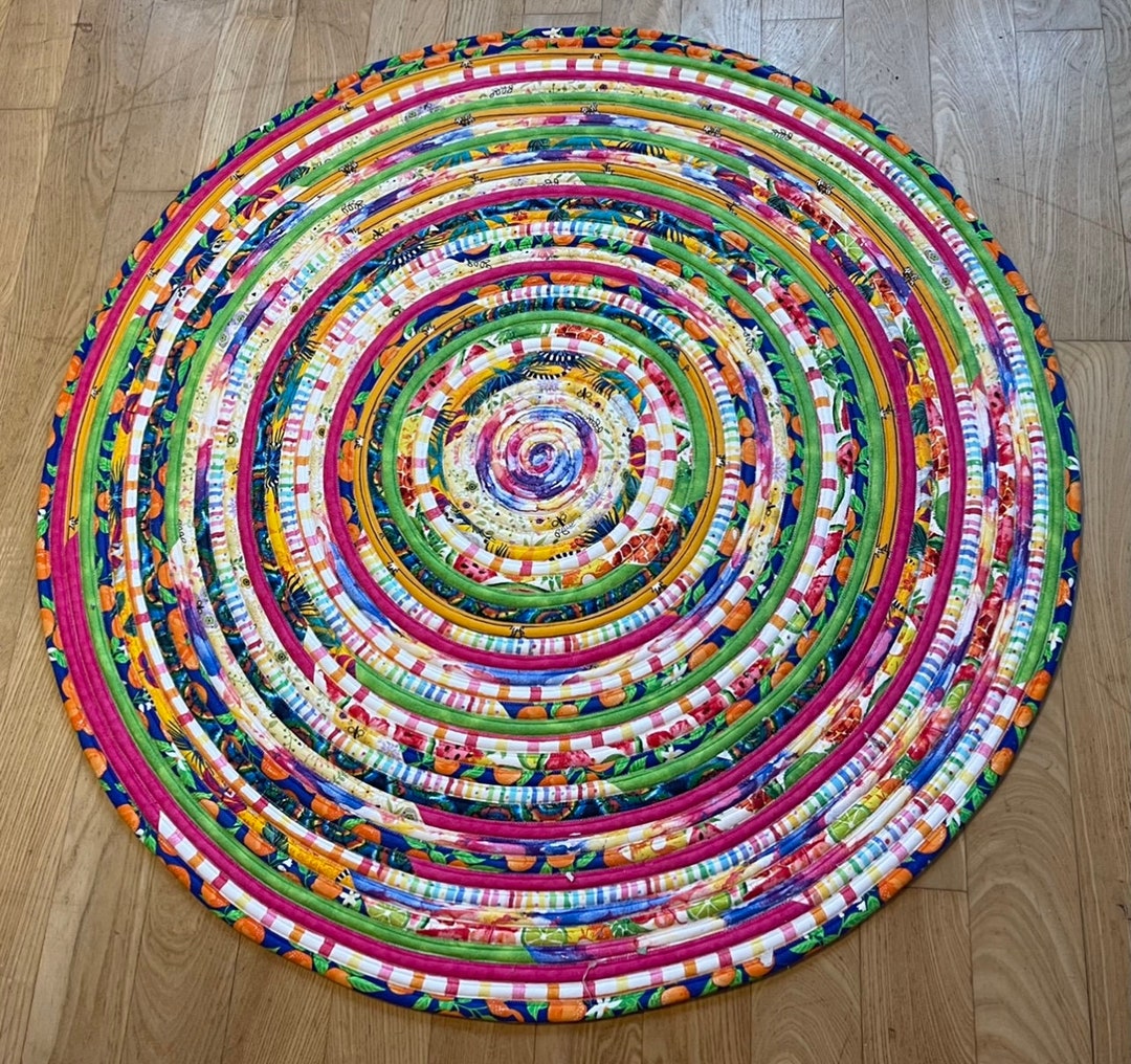 Rainbow Flannel - Round Jelly Roll Rug - 46 Inches - House Rug - Etsy