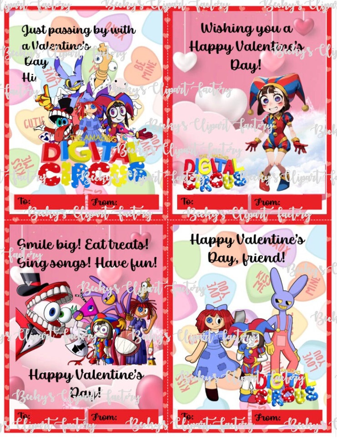 Amazing Digital Circus Valentines Day Kids Cards Png Image Downloadable ...