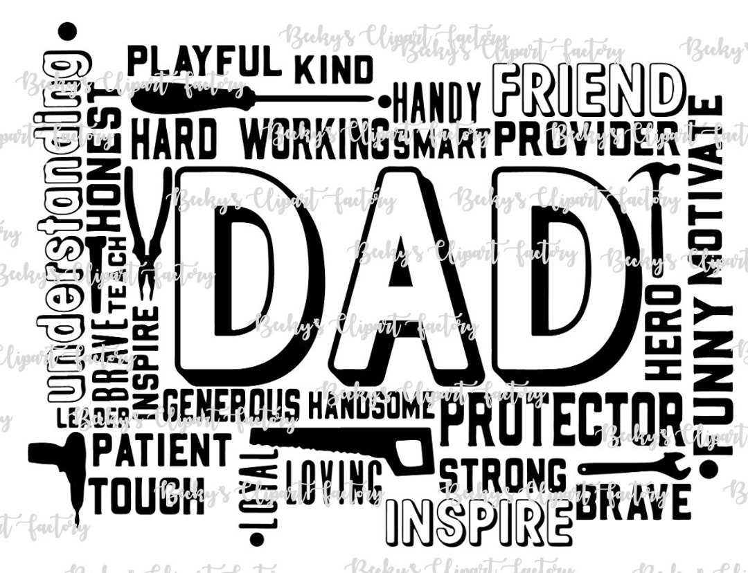 Dad Word Cloud Clipart Png Image Printable Downloadable Png File - Etsy