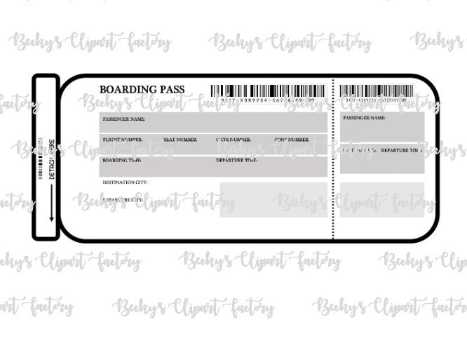 Pretend Play Boarding Airplane Pass Png Image Downloadable - Etsy