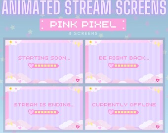 4x Night Pixel Animated Stream Screen / 8bit Pixel/ Kawaii / Cute ...