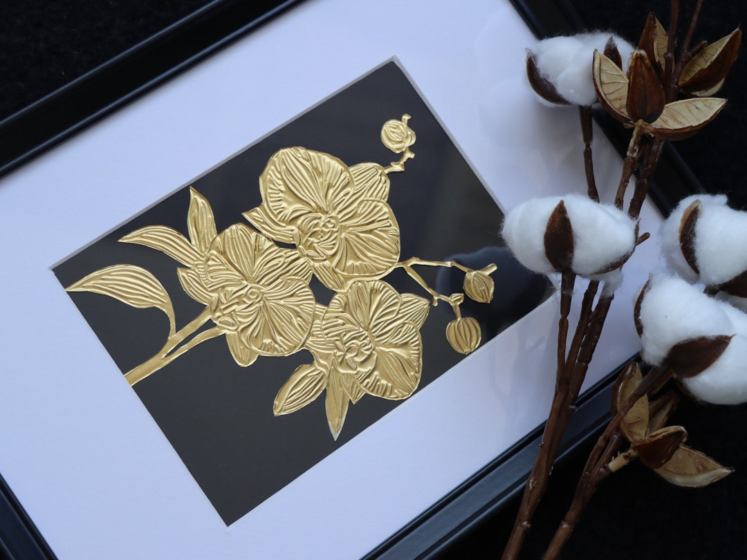 Gold Foil Embossing, Flower Orchid, Orcid Flower, Gold - Etsy
