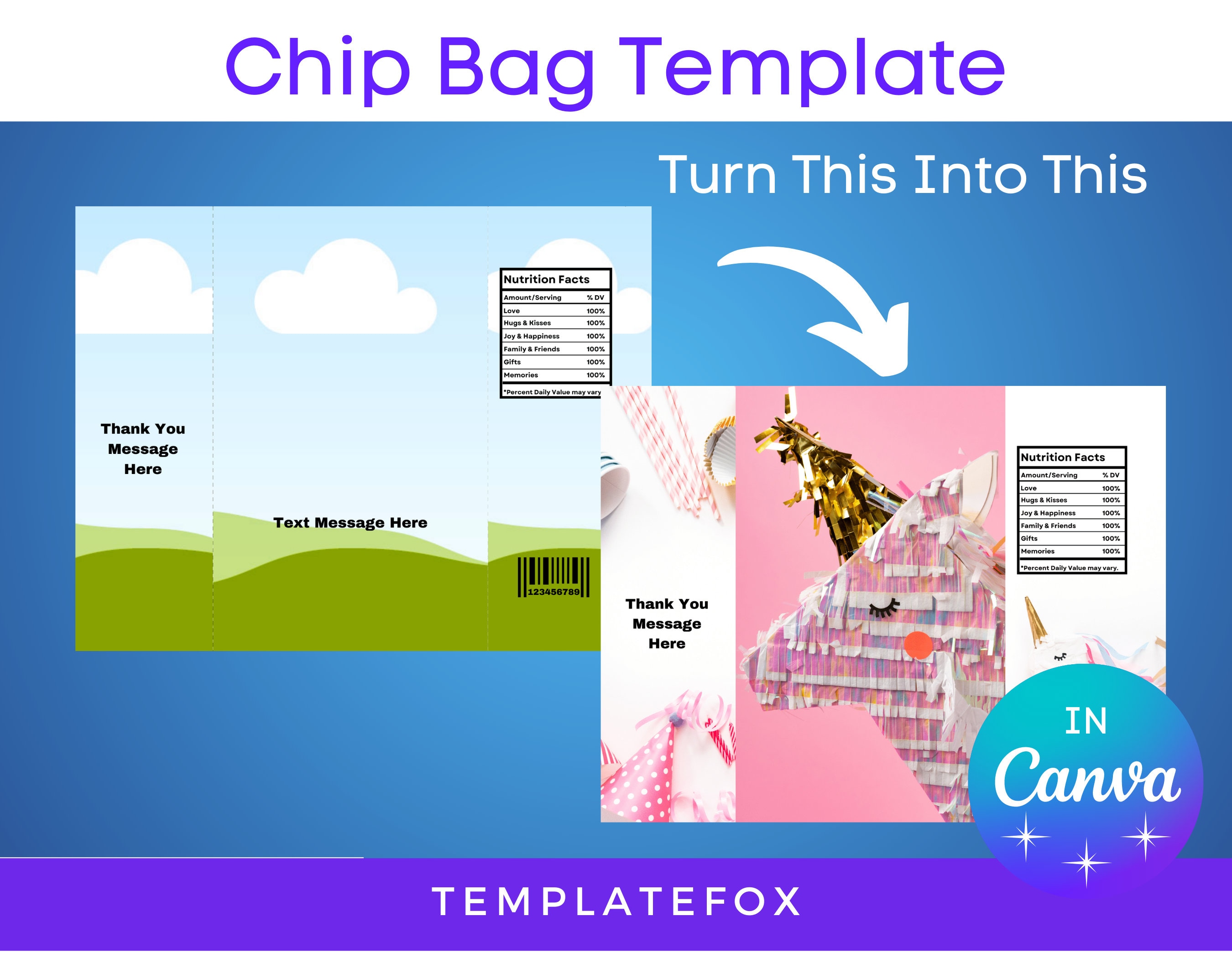 Blank Chip Bag Template Editable in Canva PDF PNG SVG - Etsy UK