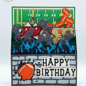 American Football Pop up Gift Card, Happy Birthday Card, Touchdown 3D ...