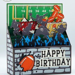 American Football Pop up Gift Card, Happy Birthday Card, Touchdown 3D ...