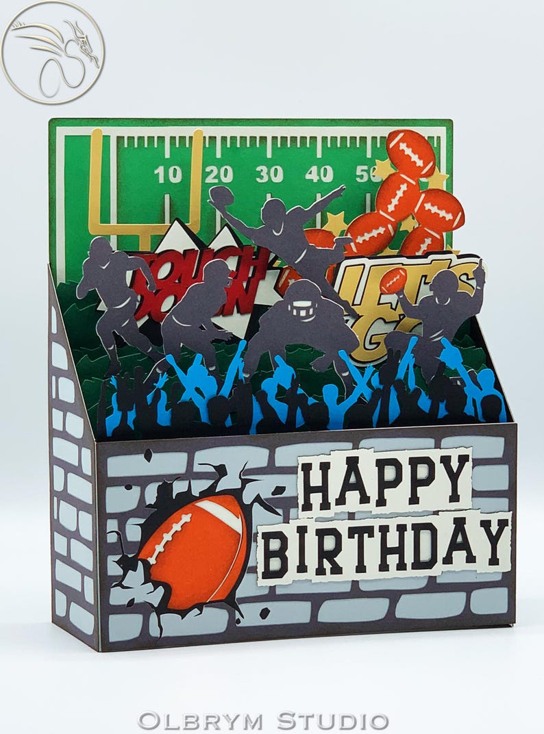 American Football Pop up Gift Card, Happy Birthday Card, Touchdown 3D ...