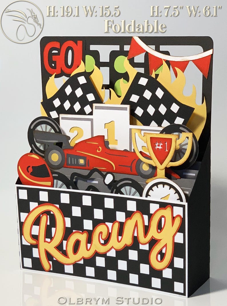 Racing Pop up Card, Birthday or Father's Day, SVG PDF (digital Template ...