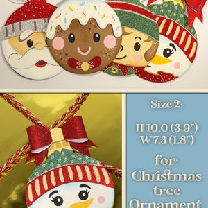 Christmas Tree Ornaments Card, Santa Gingerbread Man Snowman Elf Gift ...