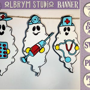 Hospital Ghosts Halloween Banner Digital Template, Printable, SVG and ...