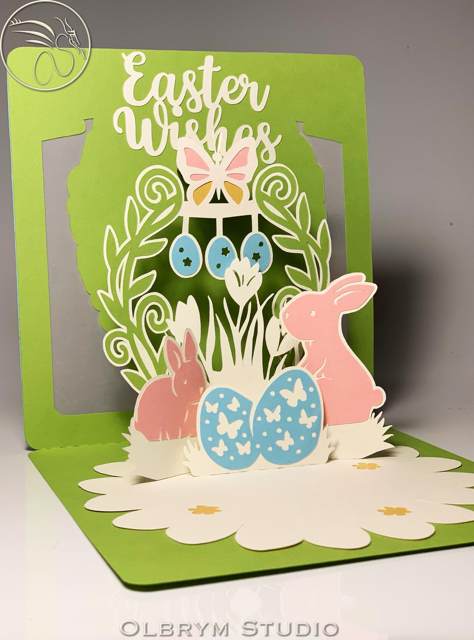 Easter Wishes Pop up Card, Easter Bunny Greeting Card, Rabbit, Easter ...