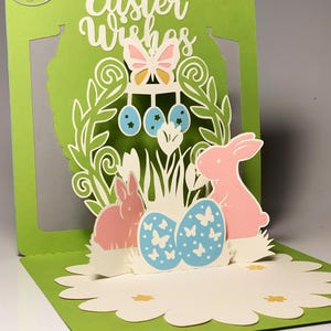 Easter Wishes Pop up Card, Easter Bunny Greeting Card, Rabbit, Easter ...