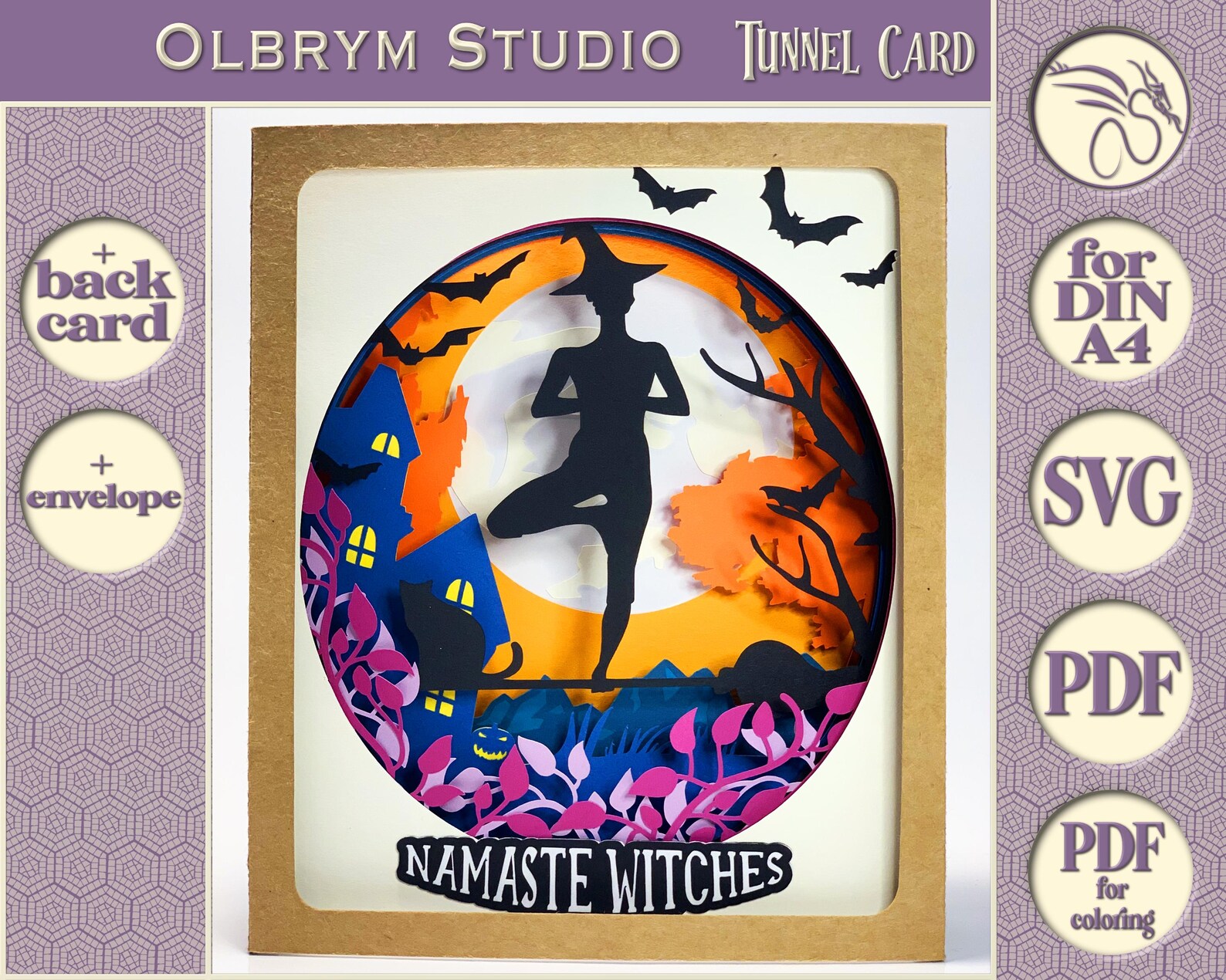 Namaste Witches, Haunted House 3D Tunnel Card, Witch and Black Cat Pop ...