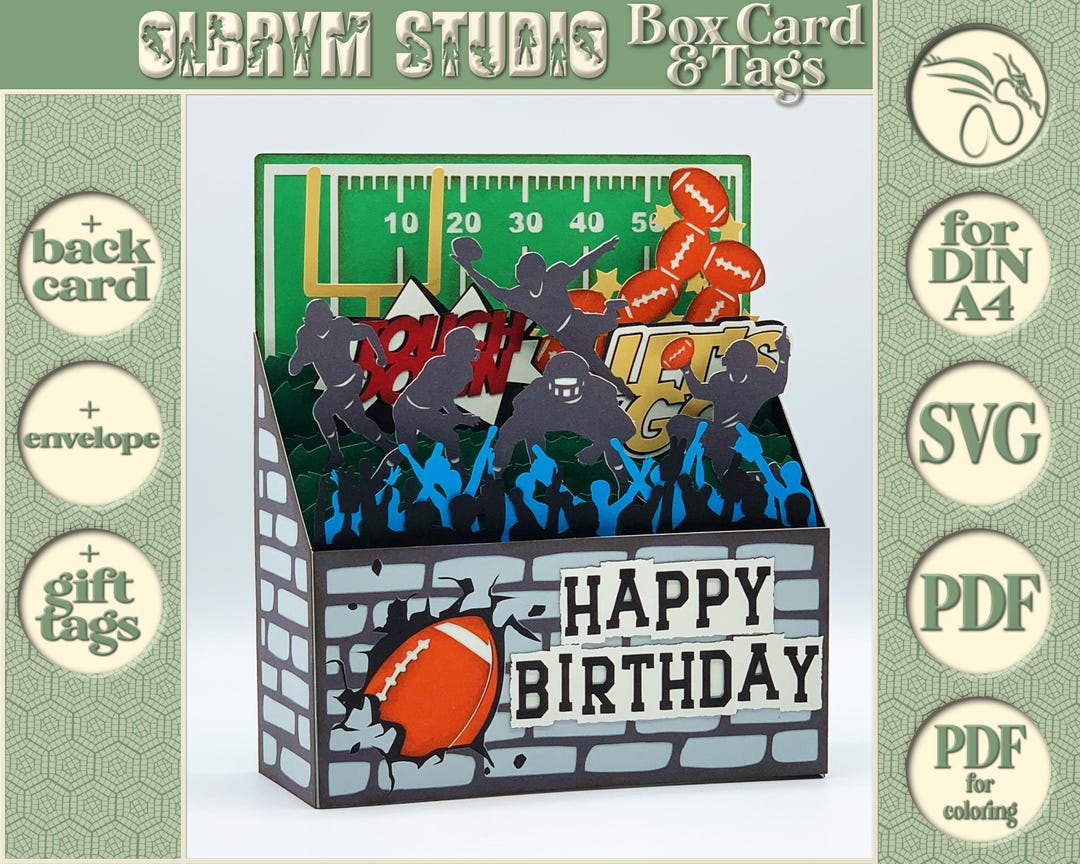 American Football Pop up Gift Card, Happy Birthday Card, Touchdown 3D ...