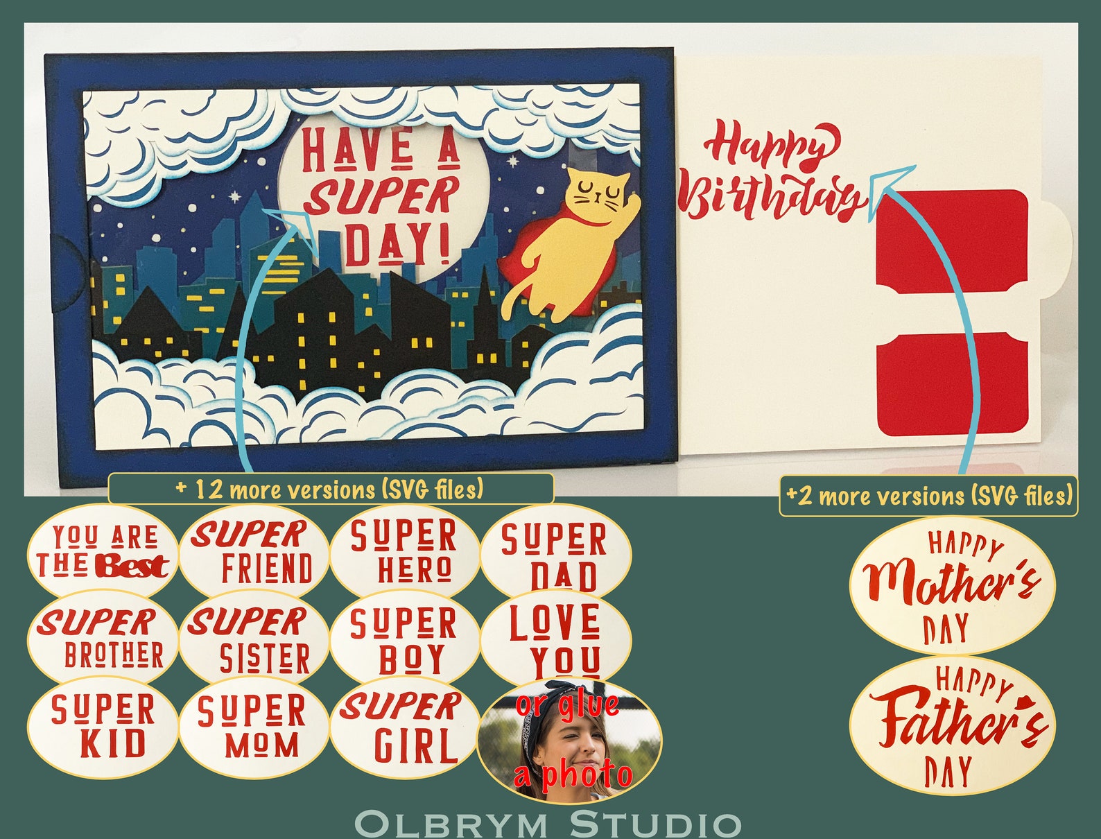 Superhero Sliding Card, Happy Birthday, Fathers Day, Mothers Day, Super ...