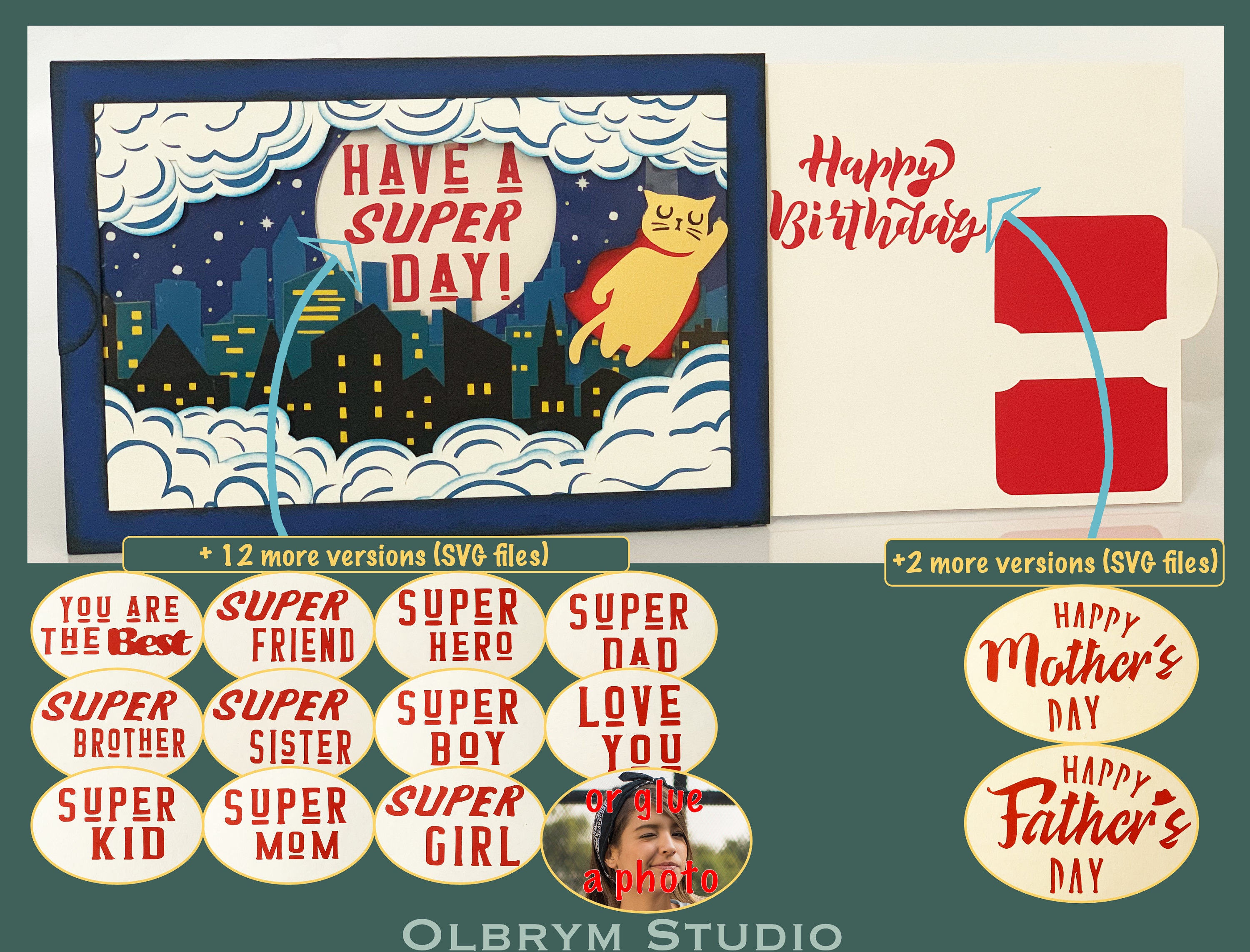 Superhero Sliding Card, Happy Birthday, Fathers Day, Mothers Day, Super ...