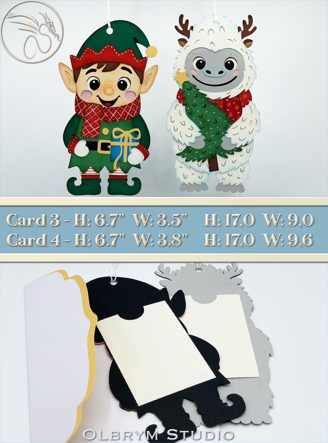 Elf & Yeti Christmas Money Holder Cards, X-mas Kawaii Ornament, Winter ...