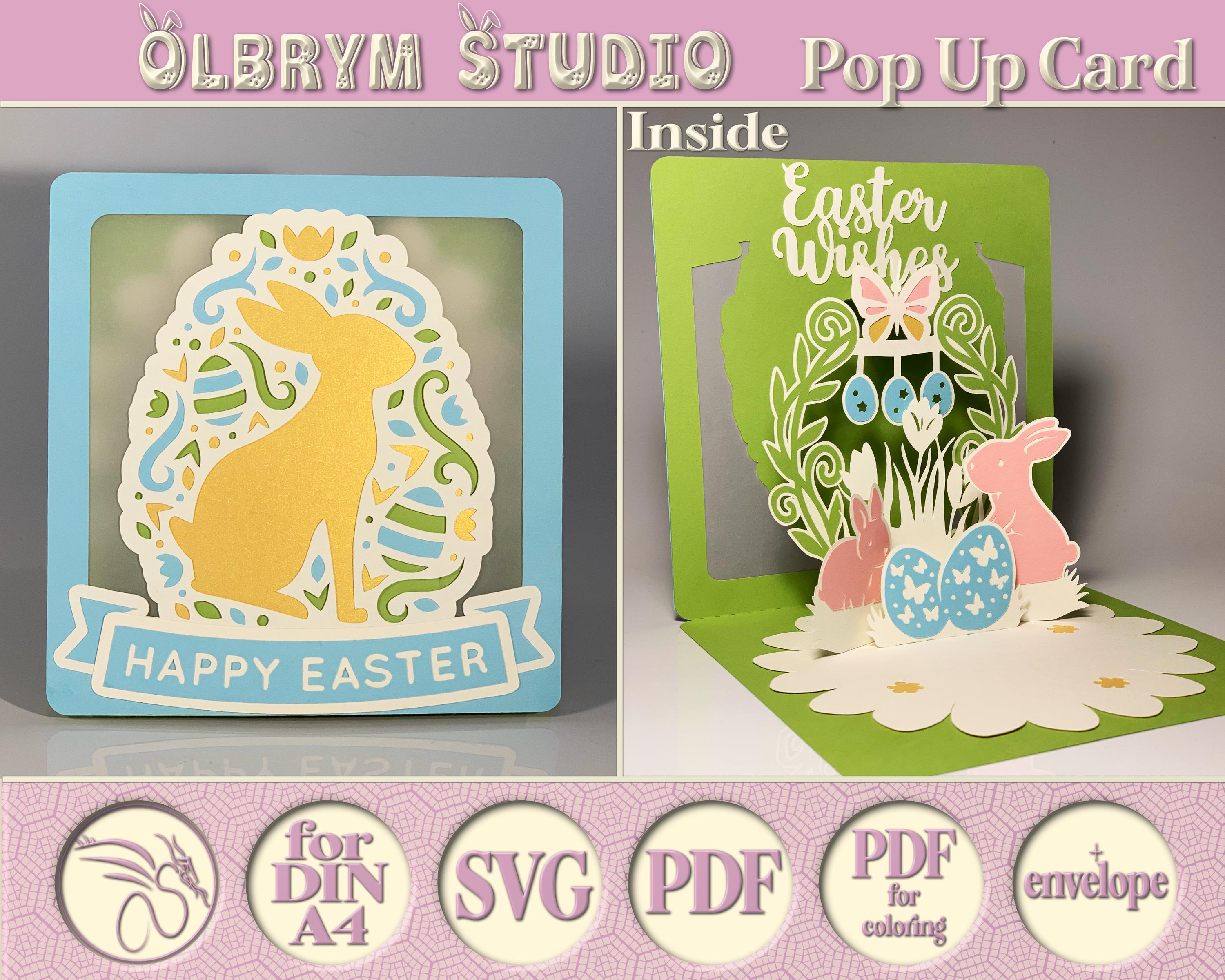 Easter Wishes Pop up Card, Easter Bunny Greeting Card, Rabbit, Easter ...