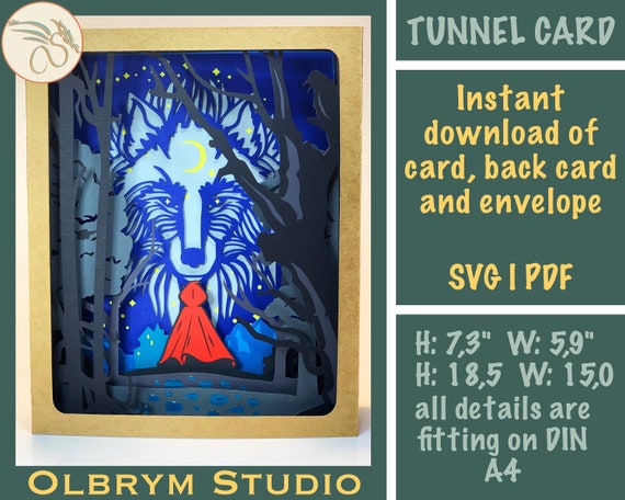 Red Riding Hood 3D Tunnel Card Digital Template SVG and PDF - Etsy
