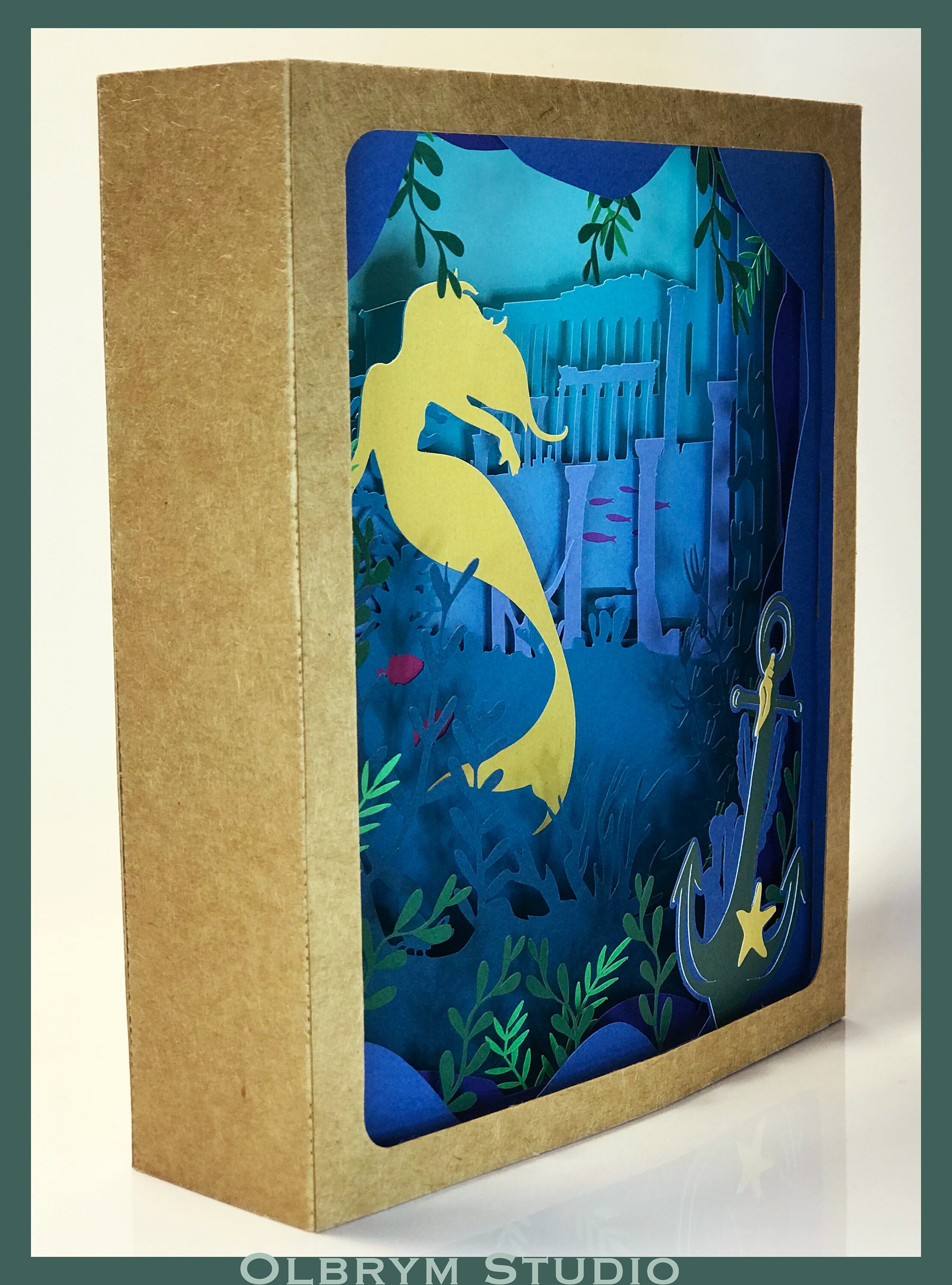 Mermaid 3D Tunnel Card, Ocean 3D Pop Updigital Template, Printable, SVG ...