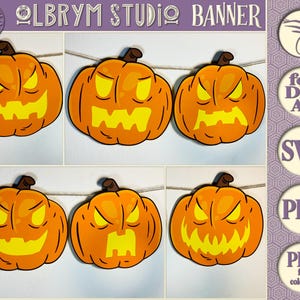 Halloween Pumpkins Banner Digital Template, Printable, SVG and PDF for ...