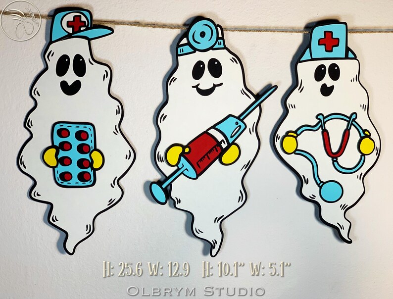 Hospital Ghosts Halloween Banner Digital Template, Printable, SVG and ...