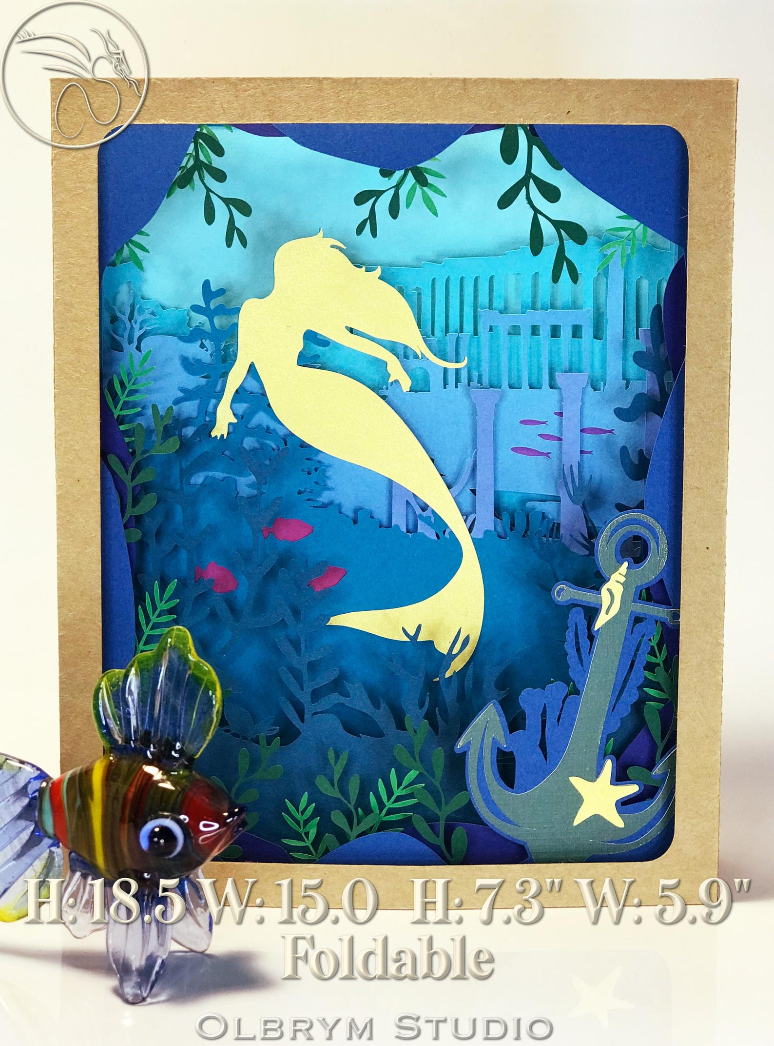 Mermaid 3D Tunnel Card, Ocean 3D Pop Updigital Template, Printable, SVG ...