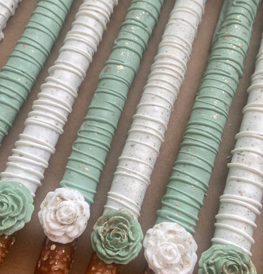 CHOCOLATE COVERED PRETZELS, Wedding Chocolate Covered Pretzels, Dipped ...