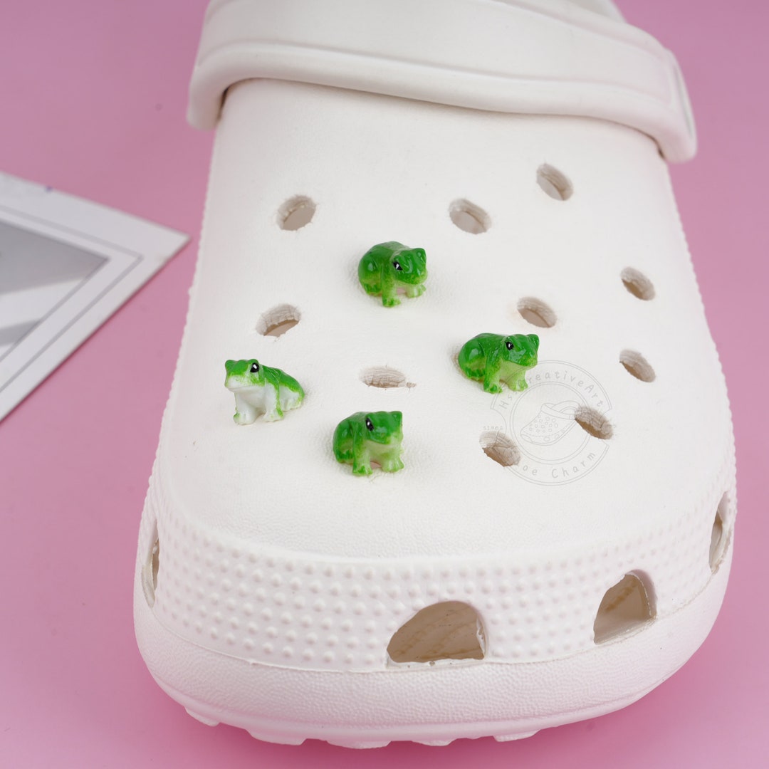 Funny Green Realistic Frog Shoe Charm, Kawaii Resin 3D Frog Shoe ...