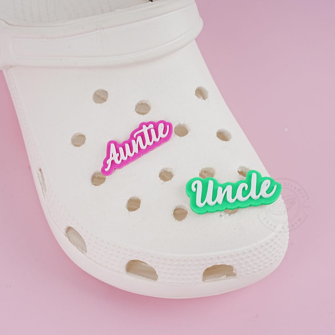 Custom 3D Printed Name Shoe Charm, Personalized Auntie Uncle Shoe Charm ...