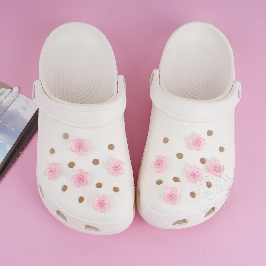Cute Pink Cherry Blossom Shoe Charm, Girlish Sakura Flower Shoe Buckles ...