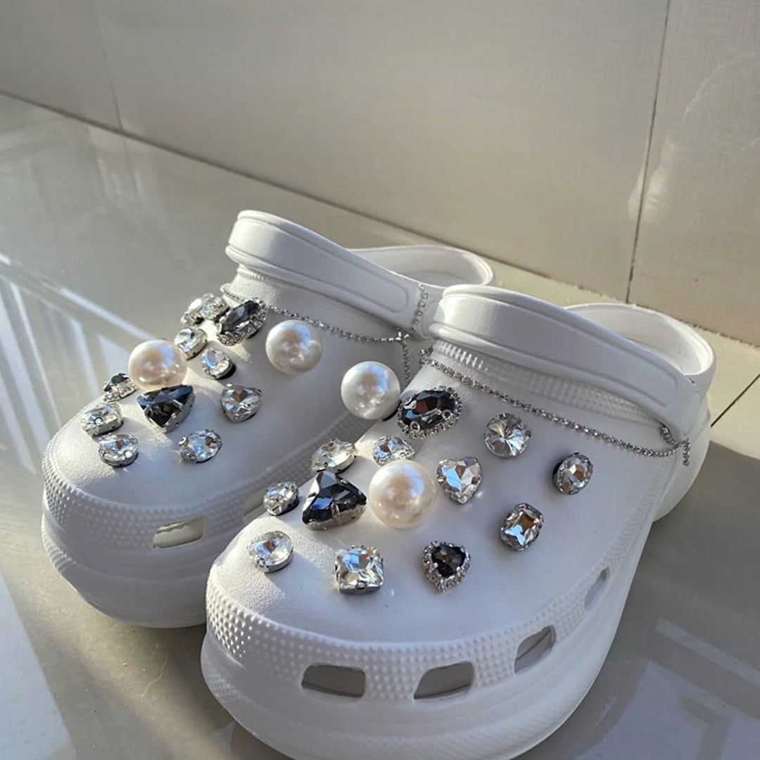 Geometric Rhinestone Shoe Charms With Thin Chain Luxury Shoe - Etsy
