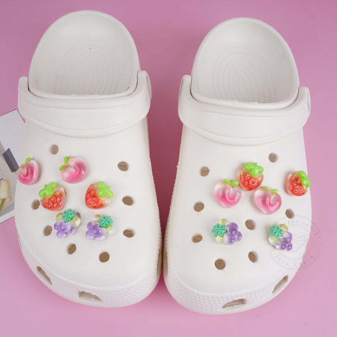 Cute Gradient Fruits Shoe Charm, Kawaii Strawberry Grape Peach Shoe ...
