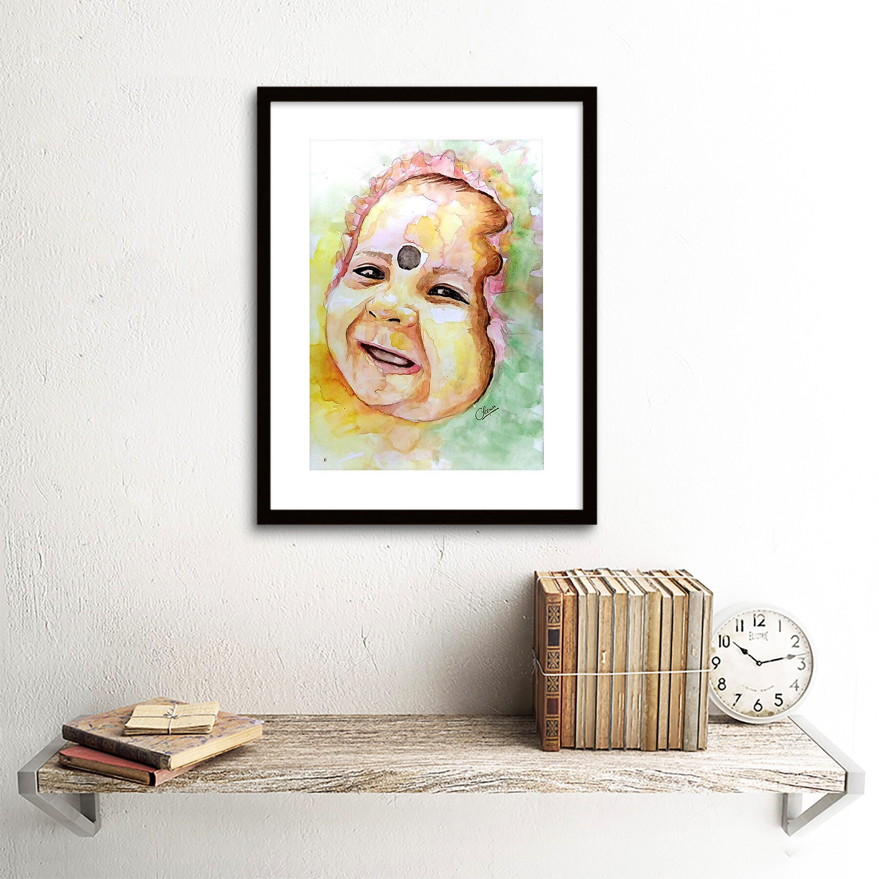 Printable Baby Smile Painting Portrait Digital soft copy Digital Art ...