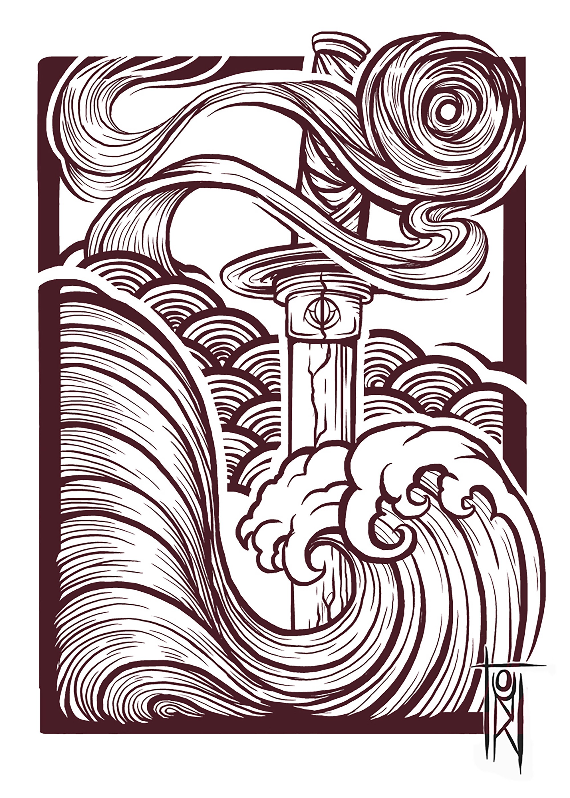 Japanese Waves Outline