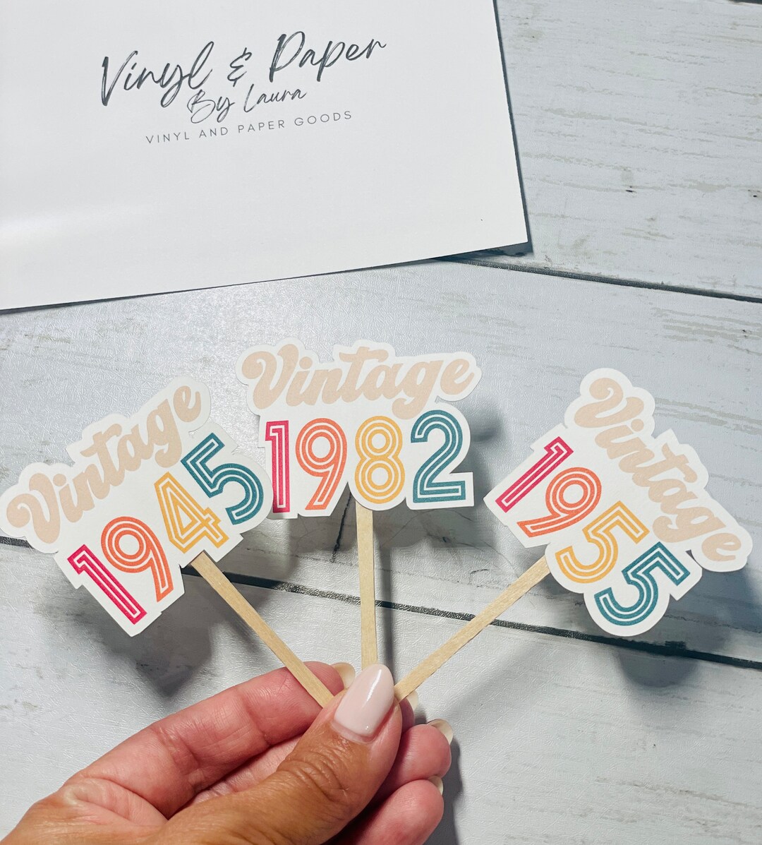 Vintage Birthday Year Cupcake Toppers: Personalized Party Decor - Etsy