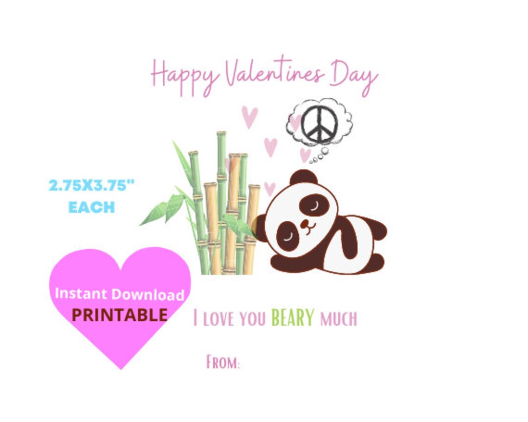 Panda Valentine Cards Printables Instant Downloads - Etsy