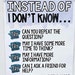 Instead of I Don't Know Anchor Chart [hard Good] - Option 4 - Etsy