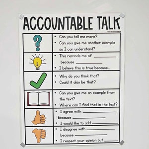 Accountable Talk Sentence Starters Anchor Chart [hard Good] - Option 3 ...