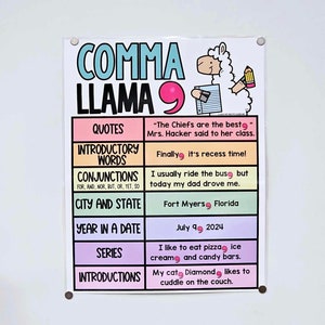 Comma Llama Anchor Chart [hard Good] - Option #1 - Etsy