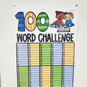 100th Day Word Challenge Anchor Chart [hard Good] - Option 1 (with ...