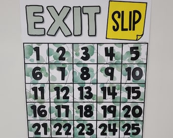 Exit Ticket Chart - Etsy