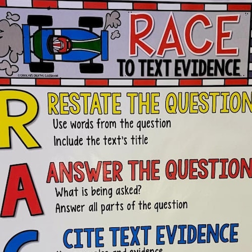 RACE to Text Evidence Anchor Chart hard Good - Etsy