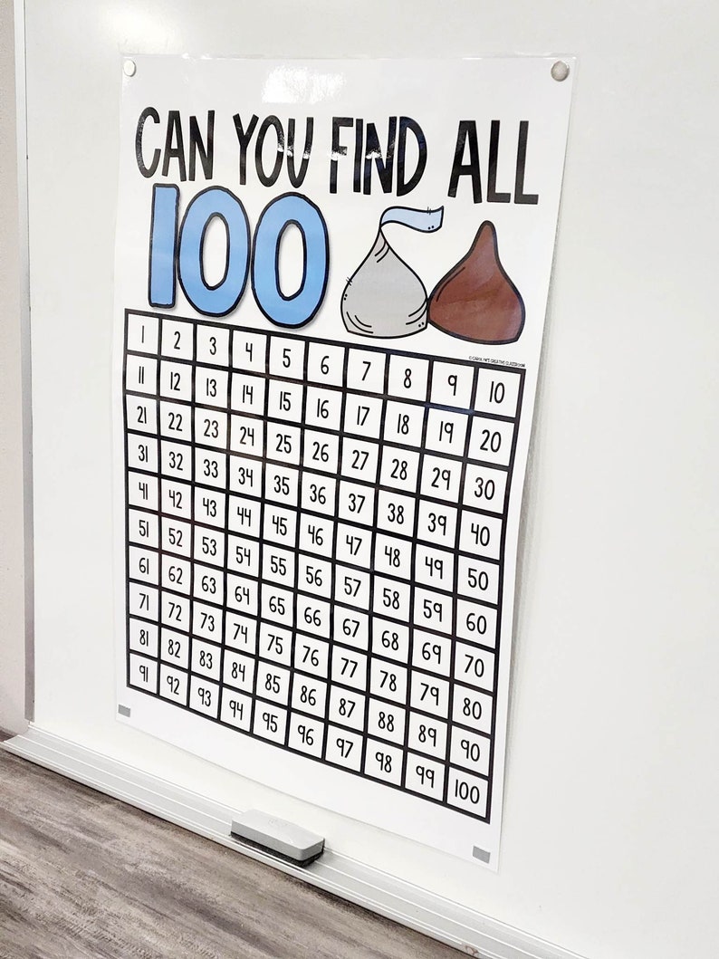 100th Day Kisses 100th Chart Anchor Chart hard Good Option - Etsy